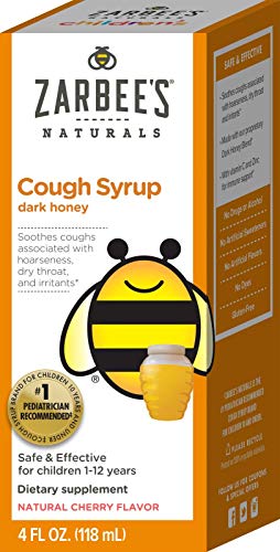 Zarbee's Naturals Children's Cough Syrup with Dark Honey, Natural Cherry Flavor, 4 Ounce Bottle