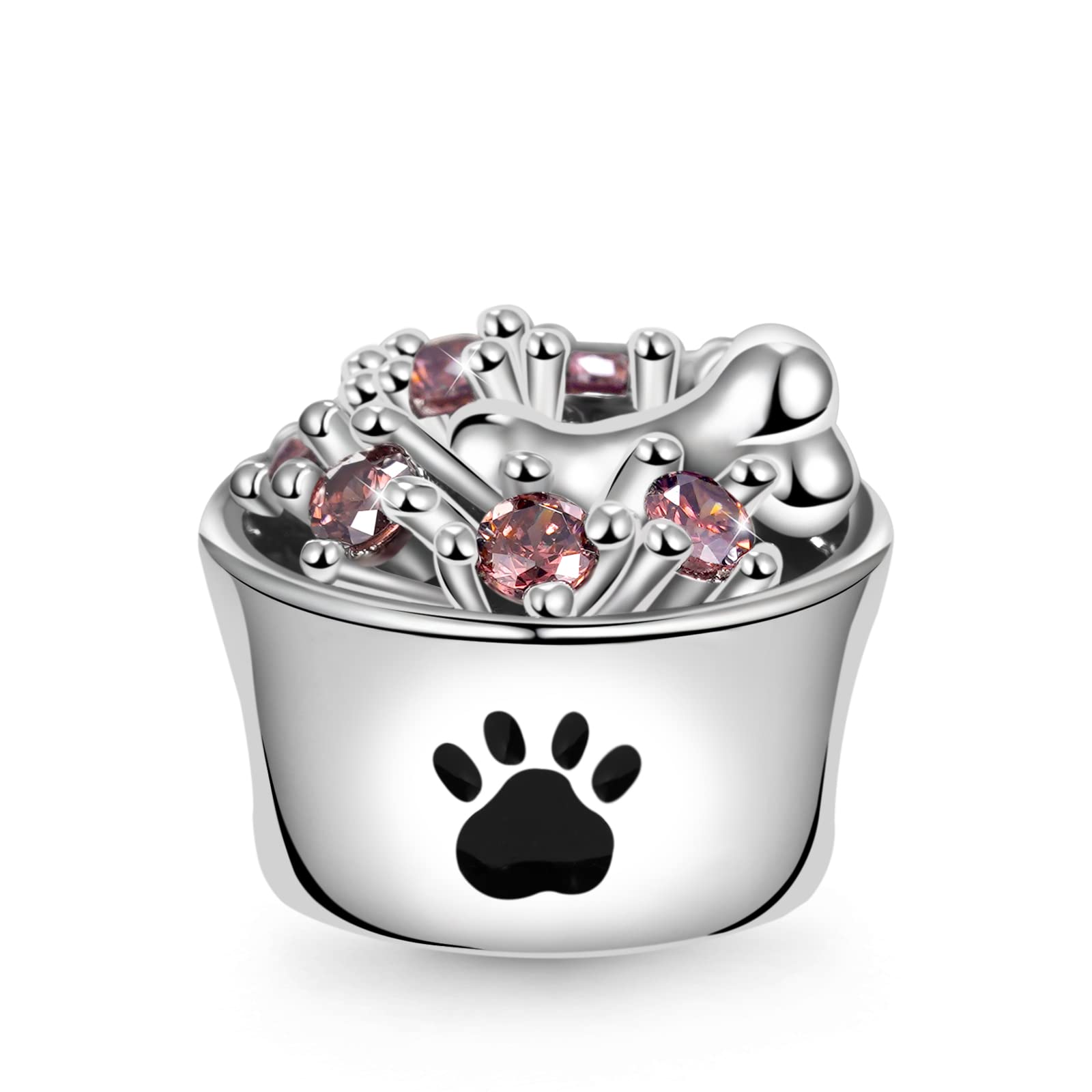 GNOCE Pet Food Bowl Charm Bead 925 Sterling Silver Charms Fits For Bracelet/Necklace Jewelry Gift For Women Wife