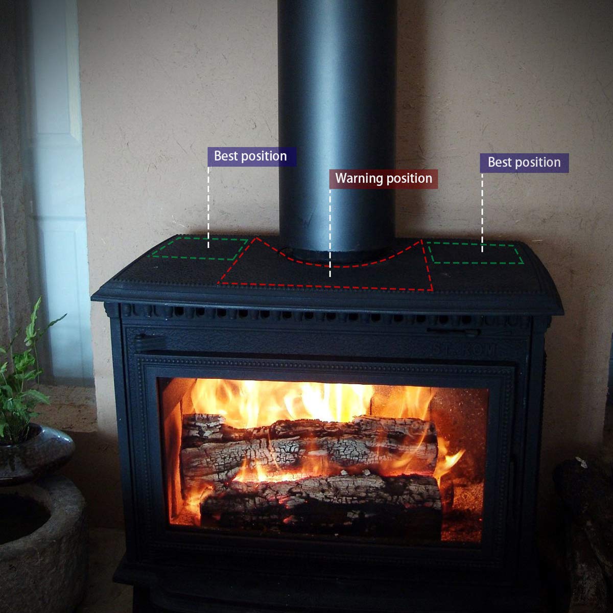 Stove Fan Blade Replacement, 4 Blade Fireplace Fan Heat Powered Stove Fan 4 Blade for Wood/Log Burner/Fireplace