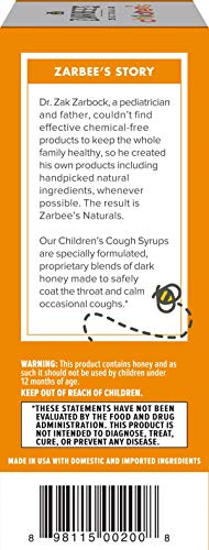 Zarbee's Naturals Children's Cough Syrup with Dark Honey, Natural Cherry Flavor, 4 Ounce Bottle