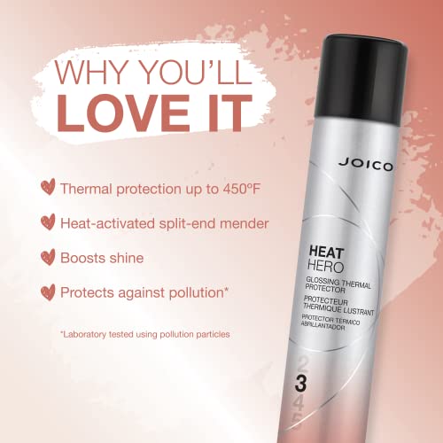 Heat Hero Glossing Thermal Protector | For Most Hair Types | Thermal Heat, Humidity, Pollution, & UV Protection | Reduce Split Ends | Boost Shine | Paraben & Sulfate Free | 180mL