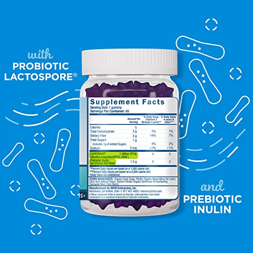 Mommy's Bliss Kids Probiotic + Prebiotic Gummies, Supports Immunity & Digestion for Kids 2 Years+, Less Sugar, Yummy Berry Flavor, 45 Count (Pack of 3)