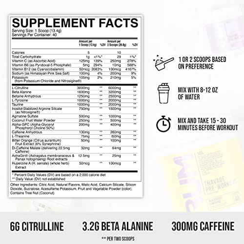 RAW Pre Workout Powder, Thavage (4 Peat) - Chris Bumstead Sports Nutrition Supplement for Men & Women - Cbum Preworkout for Working Out, Hydration, Mental Focus & Energy - 40 Servings