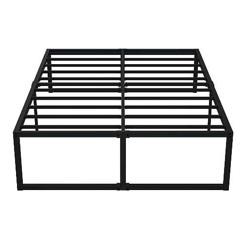 Richwanone 18 inch Full Bed Frame Metal Platform Mattress Foundation with Steel Slat Support, No Box Spring Needed, Easy Assembly, Black