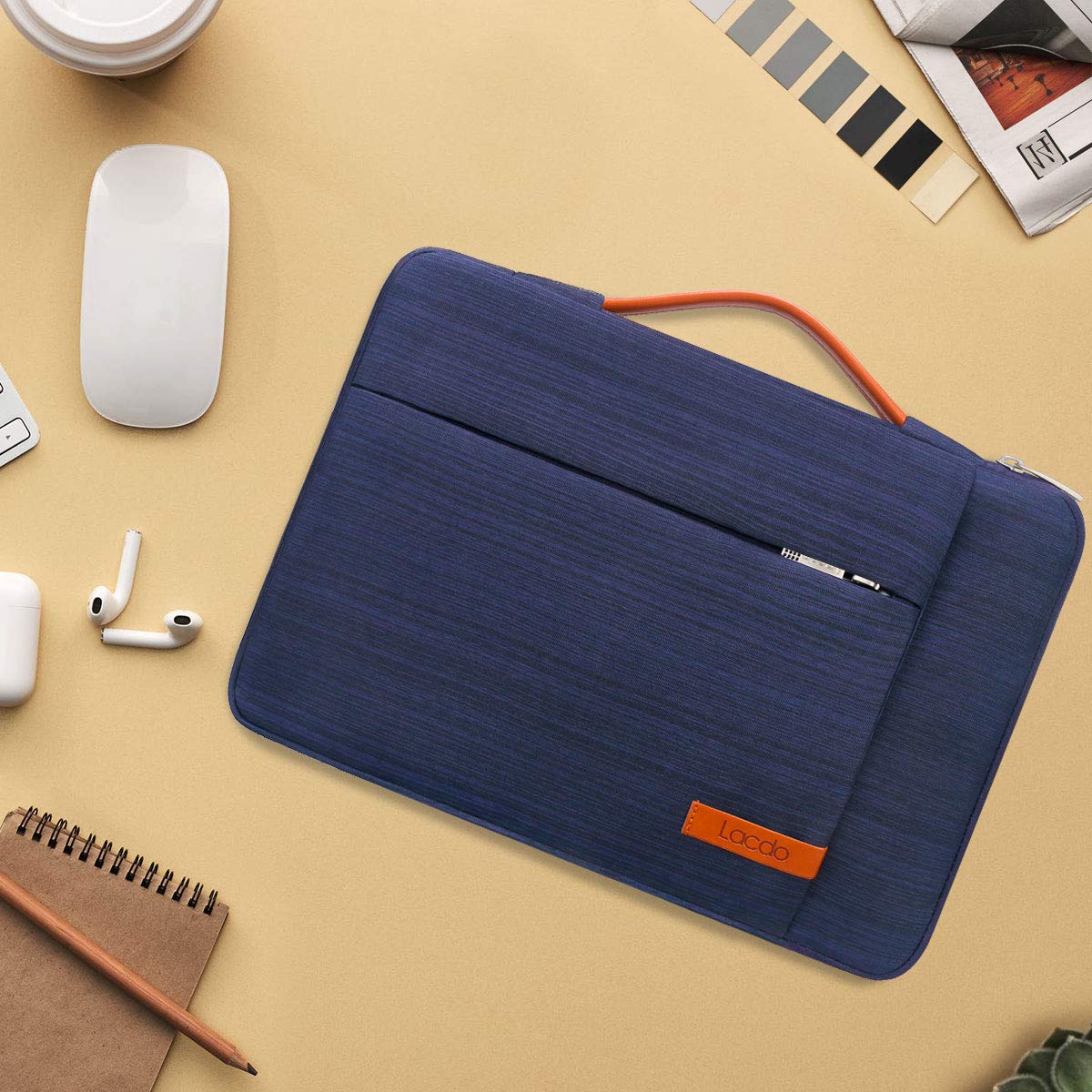 Lacdo 360° Protective Laptop Sleeve Case for 16 inch New MacBook Pro M4/M3/M2/M1 Pro/Max A3403 A3186 A2991 A2780 A2485 A2141 2024-2019, 15 inch Surface Laptop 7th Copilot+PC/6/5/4/3 Computer Bag, Blue