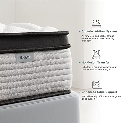 JINGWEI Full Mattress, 10 Inch Innerspring Hybrid Mattress in a Box, Individually Pocket Coils,Full Size Mattress