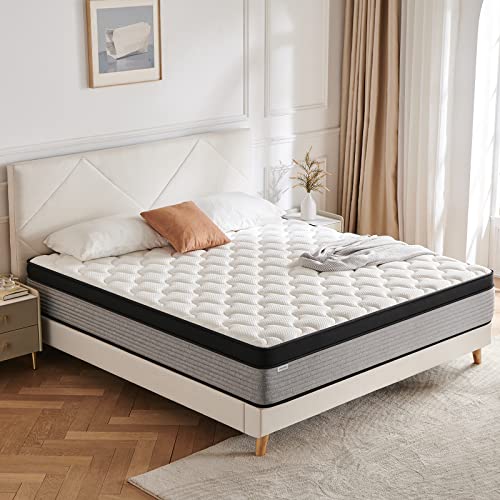 JINGWEI Full Mattress, 10 Inch Innerspring Hybrid Mattress in a Box, Individually Pocket Coils,Full Size Mattress