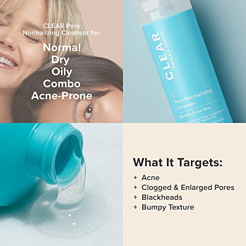 Paula's Choice CLEAR Pore Normalizing Cleanser, Salicylic Acid Acne Face Wash, Redness & Blackheads, 6 Ounce