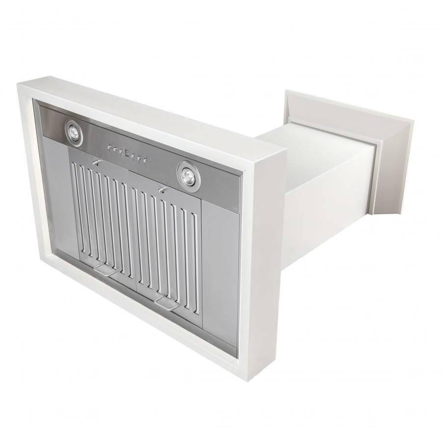 ZLINE 30 in. Wooden Wall Mount Range Hood in Cottage White - Includes Motor