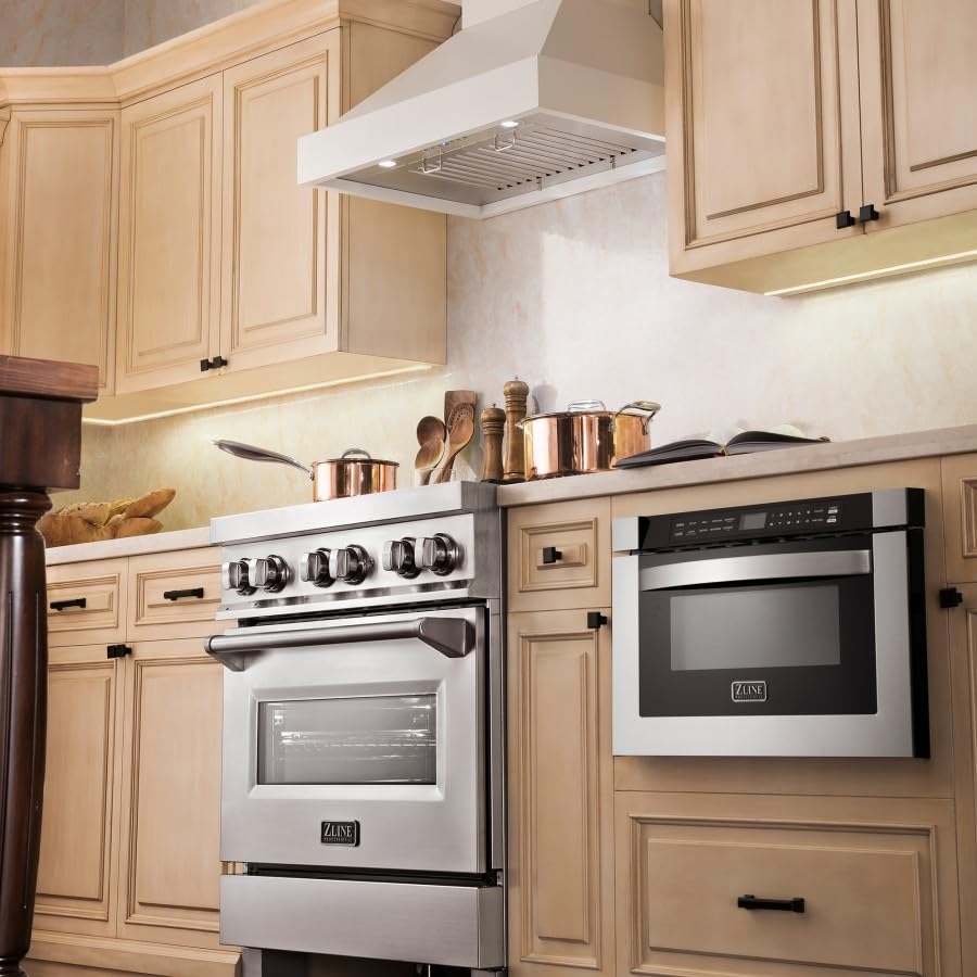 ZLINE 30 in. Wooden Wall Mount Range Hood in Cottage White - Includes Motor