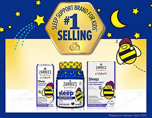 Zarbee's Kids 1mg Melatonin Chewable Tablet, Drug-Free & Effective Sleep Supplement, Easy to Take Natural Grape Flavor Tablets for Children Ages 3 and Up, 30 Count
