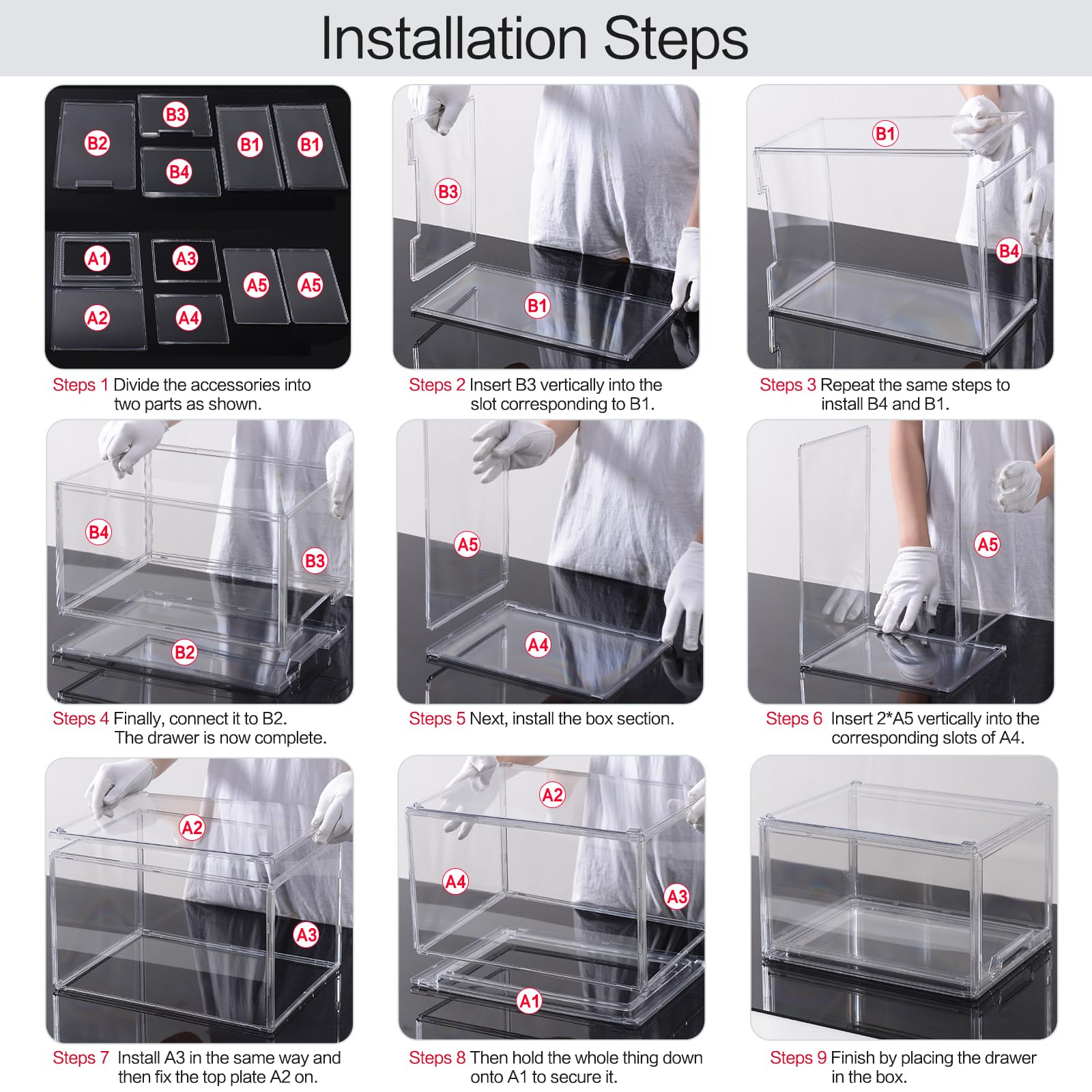 DILIBRA 2 Packs Plastic Stackable Storage Organizer Bins with Pull Out Drawer, Large Clear Acrylic Storage Drawers Container Boxes for Fridge Pantry Shelf Clost Refrigerator Organization and Storage