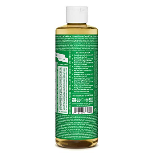 Dr. Bronner’s - Pure-Castile Liquid Soap (Almond, 16 ounce) - Made with Organic Oils, 18-in-1 Uses: Face, Body, Hair, Laundry, Pets and Dishes, Concentrated, Vegan, Non-GMO
