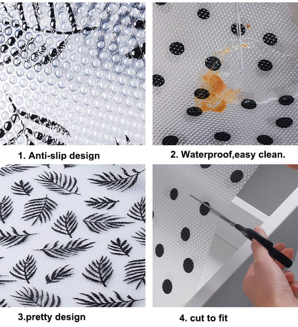 Jacriah Shelf Liner for Kitchen Cabinets Non-Adhesive Leaf Drawer Liner Non-Slip Refrigerator Liner Waterproof Fridge Pad Cupboard Mat Easy Placemats, Ideal for Wire Pantry Bathroom, 17.7"× 47.2"