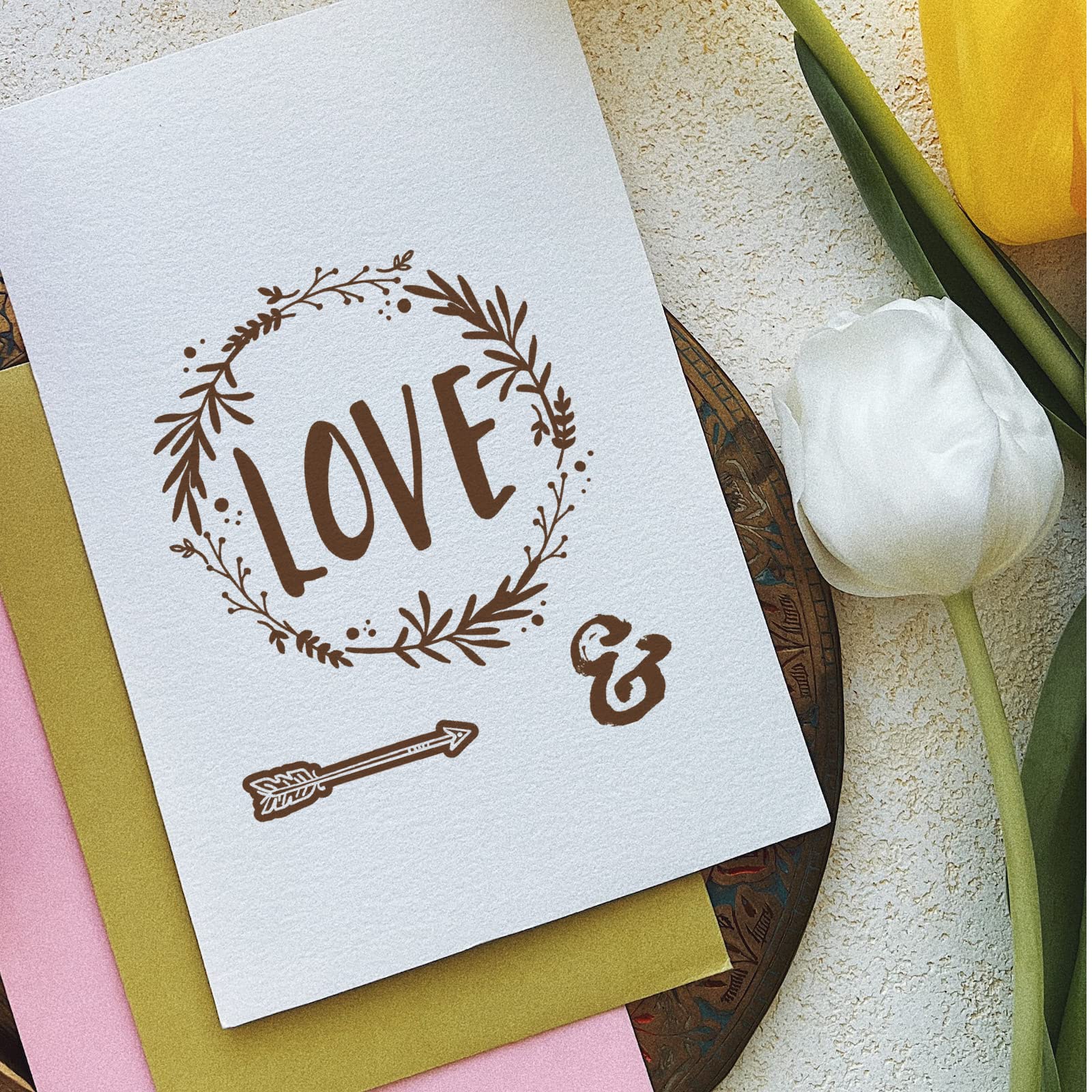 BOOLOOEN Silk Screen Stencil, Reusable Self-Adhesive Stencil for on Wood, Chalkboard, Home Decor, 8.5'' x 8.5''.
