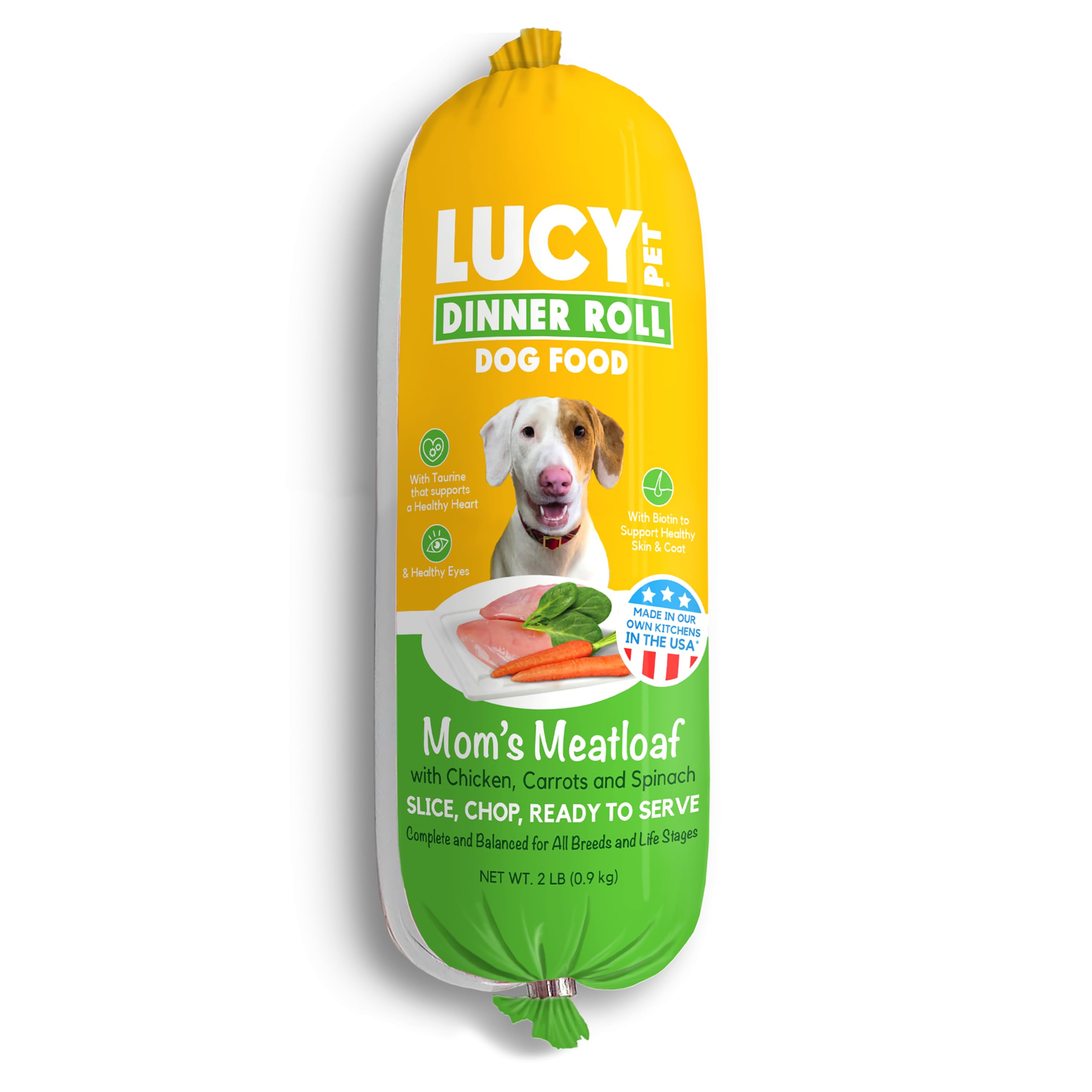 Lucy Pet Dinner Rolls- Mom's Meatloaf Chicken with Carrots and Spinach 2lb