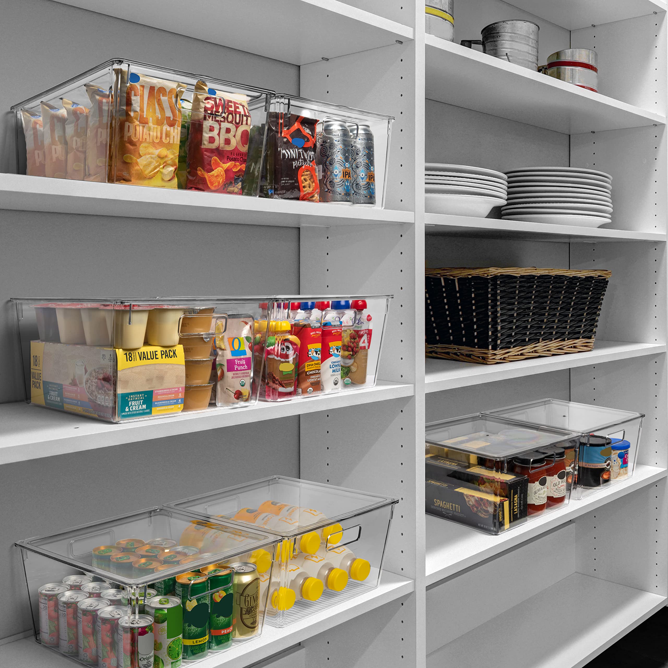 ClearSpace Plastic Storage Bins with Lids XL β Perfect Kitchen Organization or Pantry Storage β Fridge Organizer, Pantry Organization and Storage Bins, Cabinet Organizers