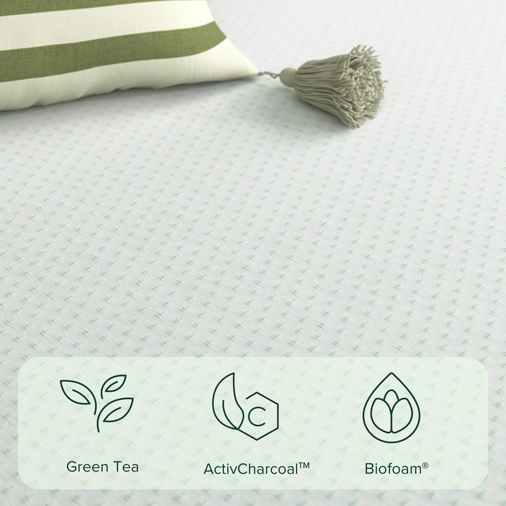ZINUS 6 Inch Green Tea Memory Foam Mattress, Full, Fiberglass Free, Patented Custom Contour Support, Sturdy Base Foam, CertiPUR-US Certified, Mattress in A Box, White