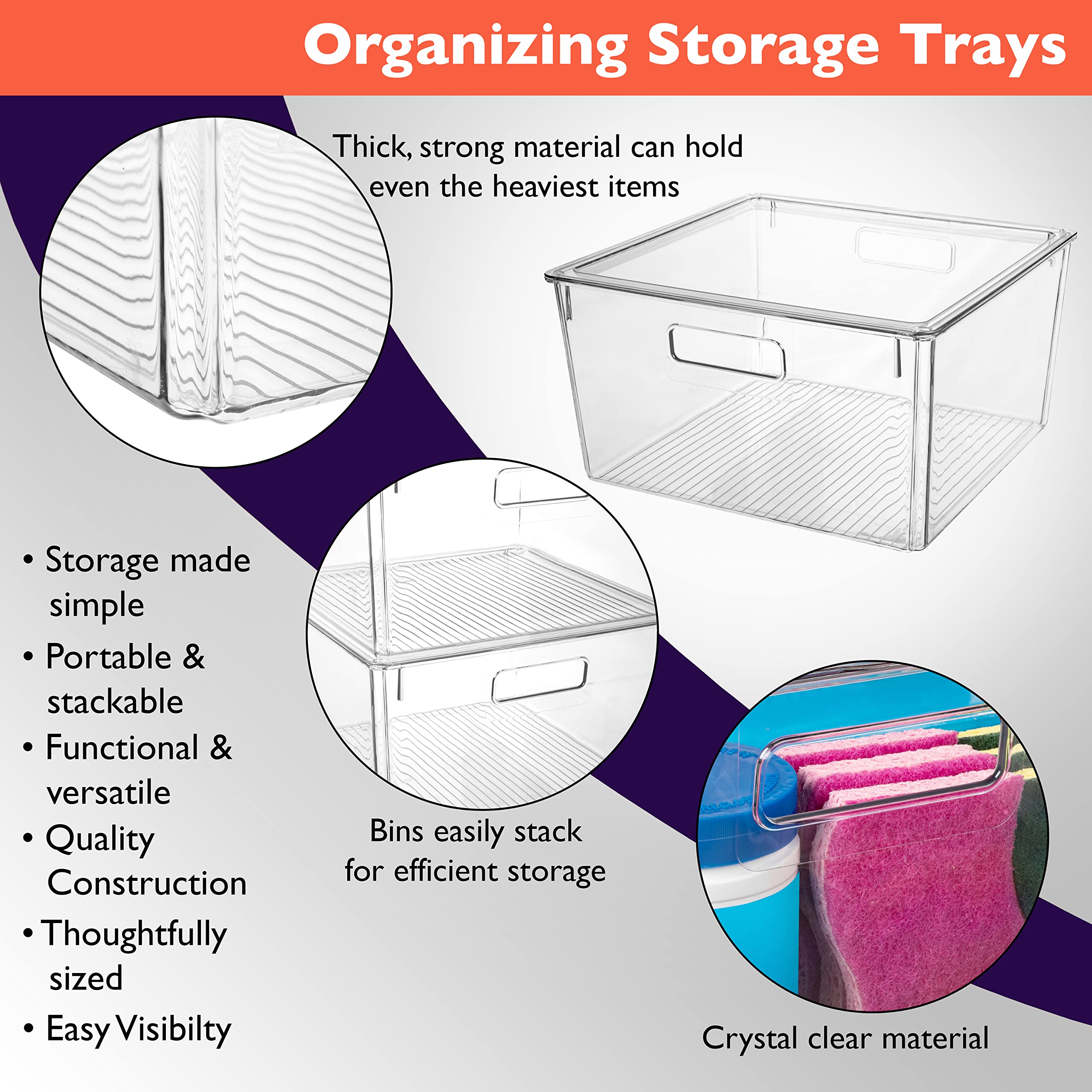 ClearSpace Plastic Storage Bins with Lids XL β Perfect Kitchen Organization or Pantry Storage β Fridge Organizer, Pantry Organization and Storage Bins, Cabinet Organizers