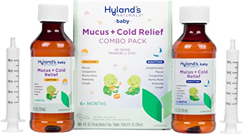 Infant And Baby Cold Medicine, Hyland's Naturals Baby Mucus + Cold Relief, Day & Night Value Pack, Decongestant And Cough Relief, 8 Fl Oz