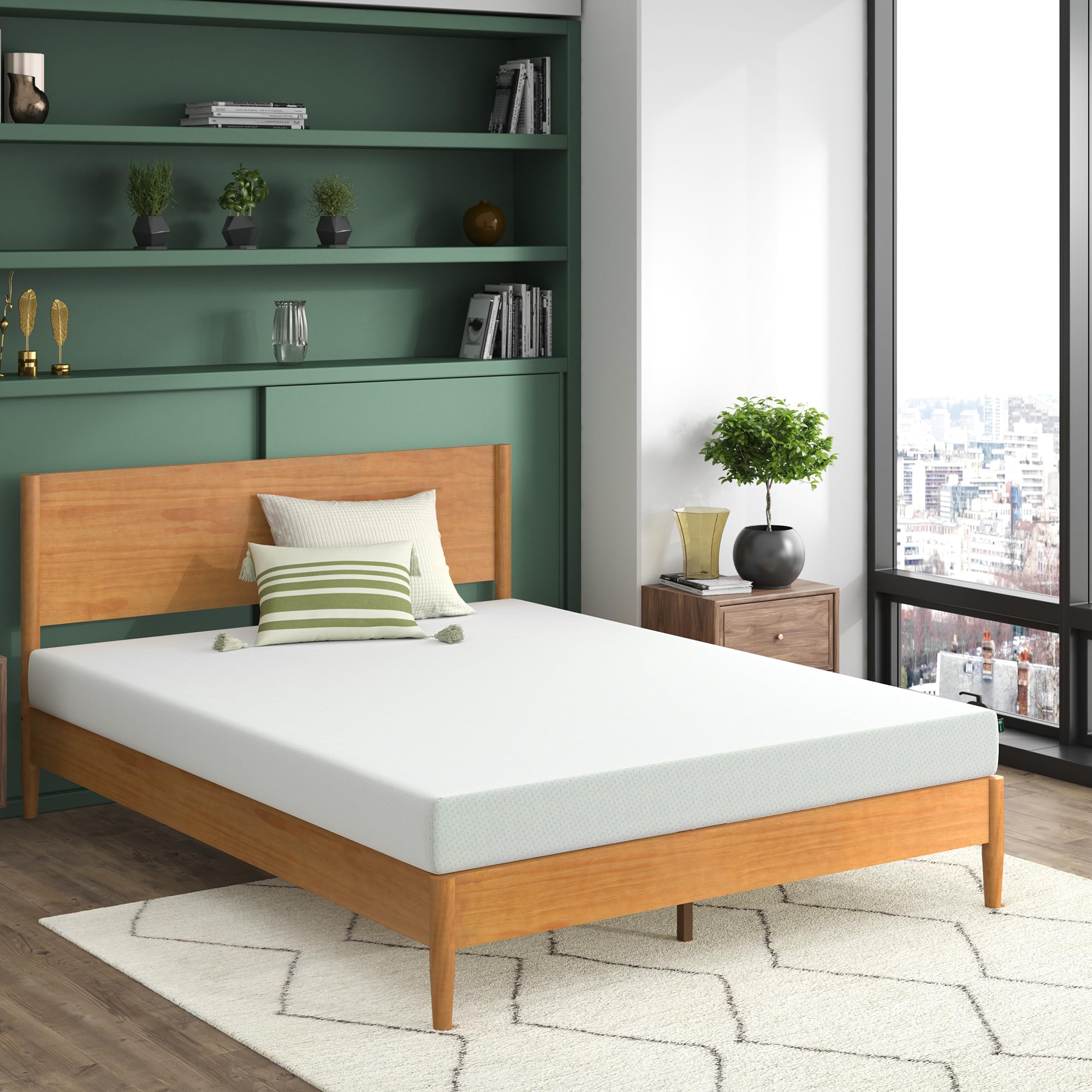 ZINUS 6 Inch Green Tea Memory Foam Mattress, Full, Fiberglass Free, Patented Custom Contour Support, Sturdy Base Foam, CertiPUR-US Certified, Mattress in A Box, White