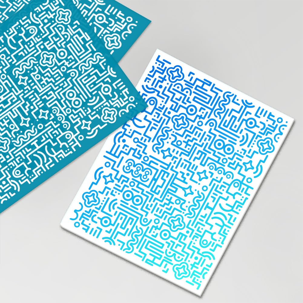 OLYCRAFT 4x5 Inch Abstract Maze Clay Stencils Maze Theme Silk Screen for Polymer Clay Floral Maze Silk Screen Stencils Mesh Transfer Stencils for Polymer Clay Jewelry Making