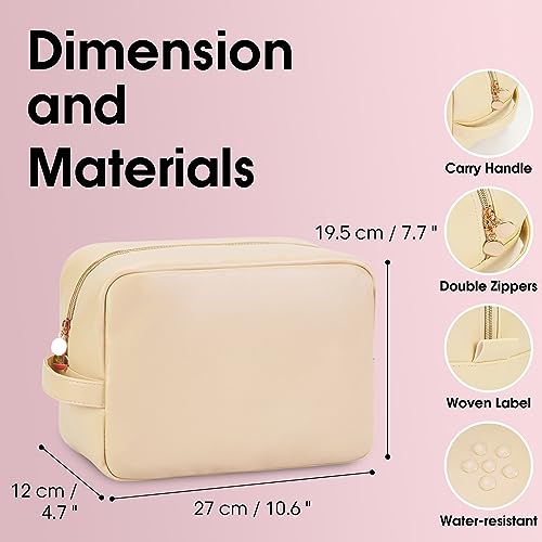 Wandering Nature Large Makeup Bag Travel Cosmetic Organizer Toiletry Bags for Women with Handle and Slip-in Pockets Vegan Leather