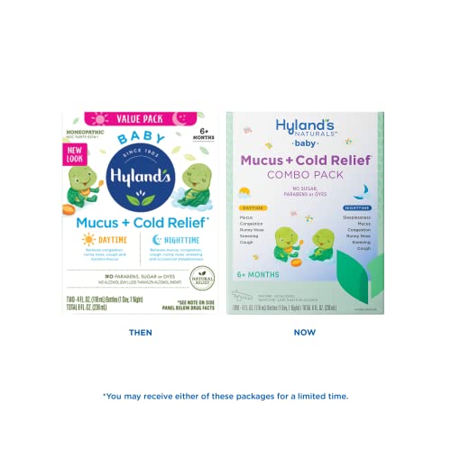 Infant And Baby Cold Medicine, Hyland's Naturals Baby Mucus + Cold Relief, Day & Night Value Pack, Decongestant And Cough Relief, 8 Fl Oz
