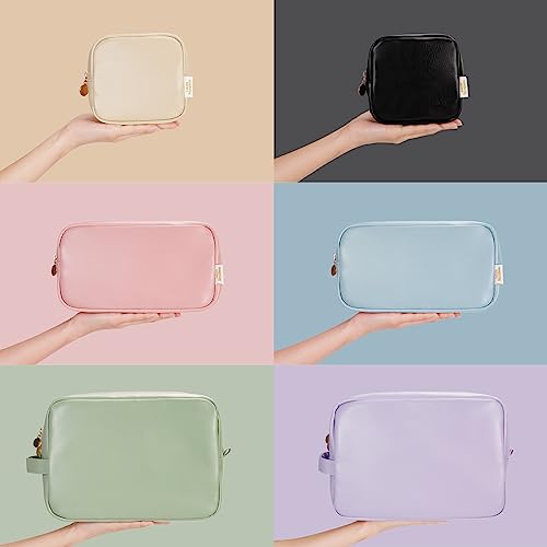 Wandering Nature Large Makeup Bag Travel Cosmetic Organizer Toiletry Bags for Women with Handle and Slip-in Pockets Vegan Leather
