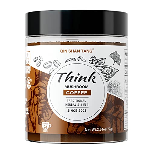 Instant Mushroom Coffee Mix, with Lion’s Mane Mushroom (30% Beta-glucans), Ginkgo, Alpha-GPC, Bacopa, PS, L-Theanine, Medium Roast Arabica Coffee Powder - 24 Servings