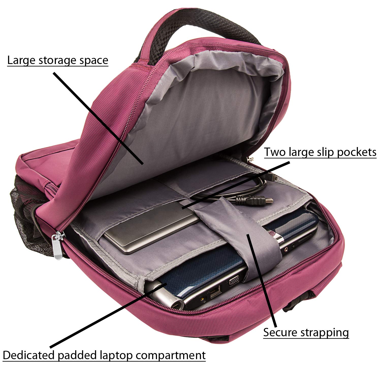 Mouse, USB Hub, Secure Purple Laptop Backpack 15-inch Made for Inspiron, Dell Latitude, Vostro, XPS, Precision, G15 G3 G5 G7