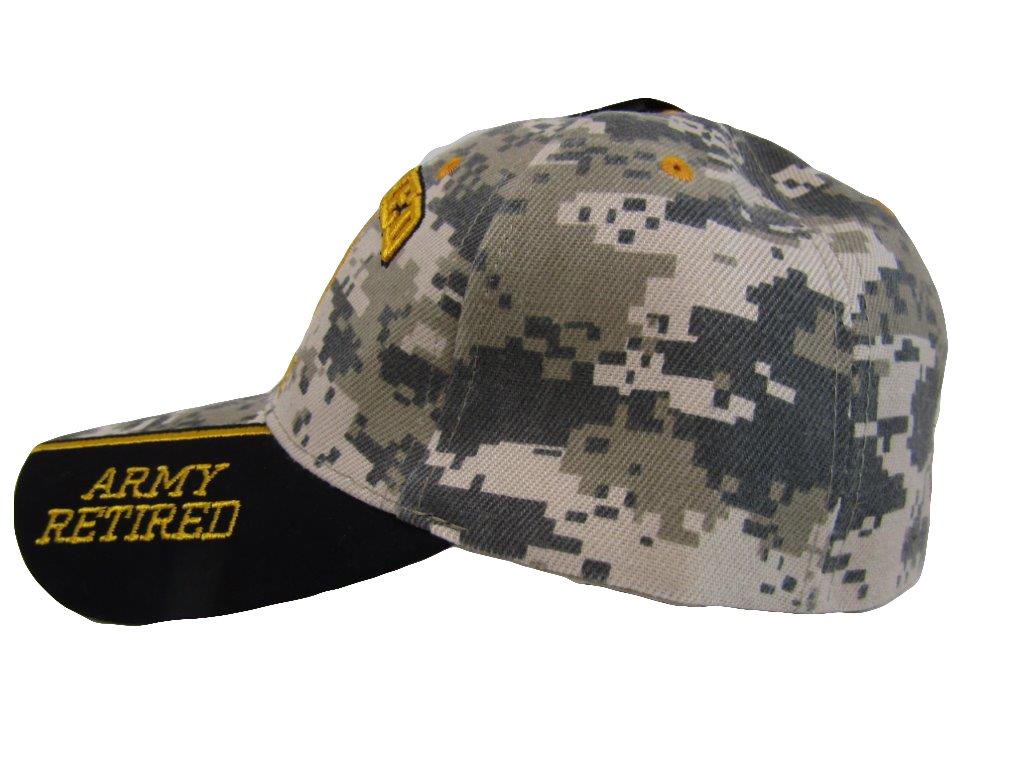 U.S. Army Retired Digital Camo Camouflage Shadow Black Embroidered Cap Hat