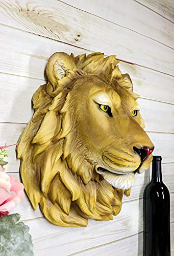 Ebros Gift Safari African Grassland Mufasa Lion Head Wall Decor Plaque 16" Tall Taxidermy Art Decor Sculpture Alpha Pride Lion King Wall Bust Plaque