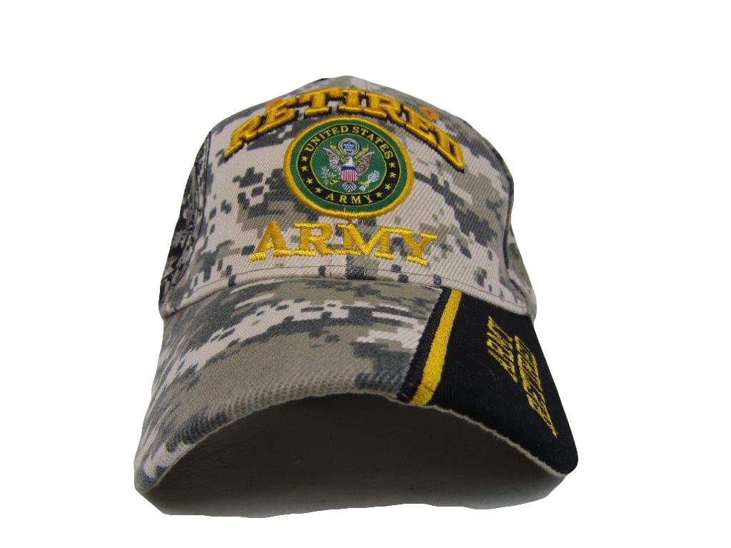 U.S. Army Retired Digital Camo Camouflage Shadow Black Embroidered Cap Hat