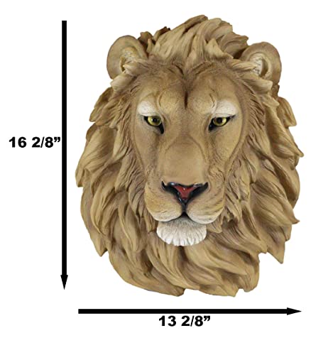 Ebros Gift Safari African Grassland Mufasa Lion Head Wall Decor Plaque 16" Tall Taxidermy Art Decor Sculpture Alpha Pride Lion King Wall Bust Plaque