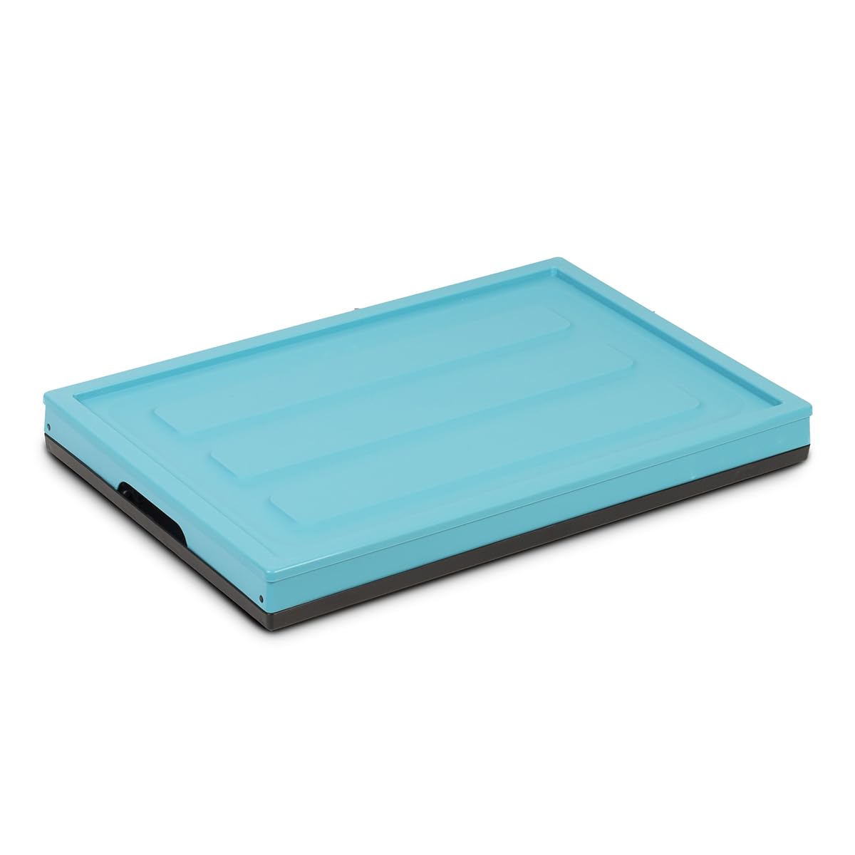 Glad Collapsible Storage Bin with Lid - 48L Foldable Plastic Box for Garage, Car Trunk, and Organization - Stackable Lidded Container with Handles, Turquoise