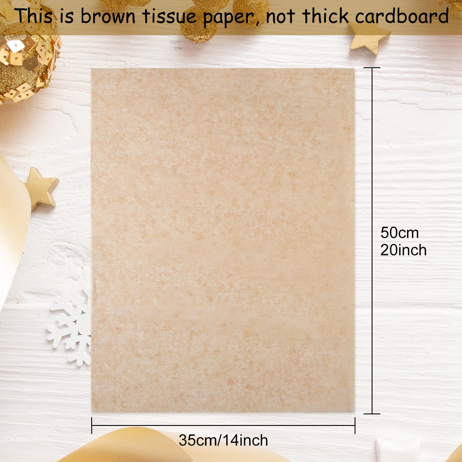 TUPARKA 100 Sheets Kraft Tissue Paper 14 inch x 20 inch Gift Wrap Paper Bulk Brown Wrapping Paper for Birthday Party Holiday Wedding Crafts Decor