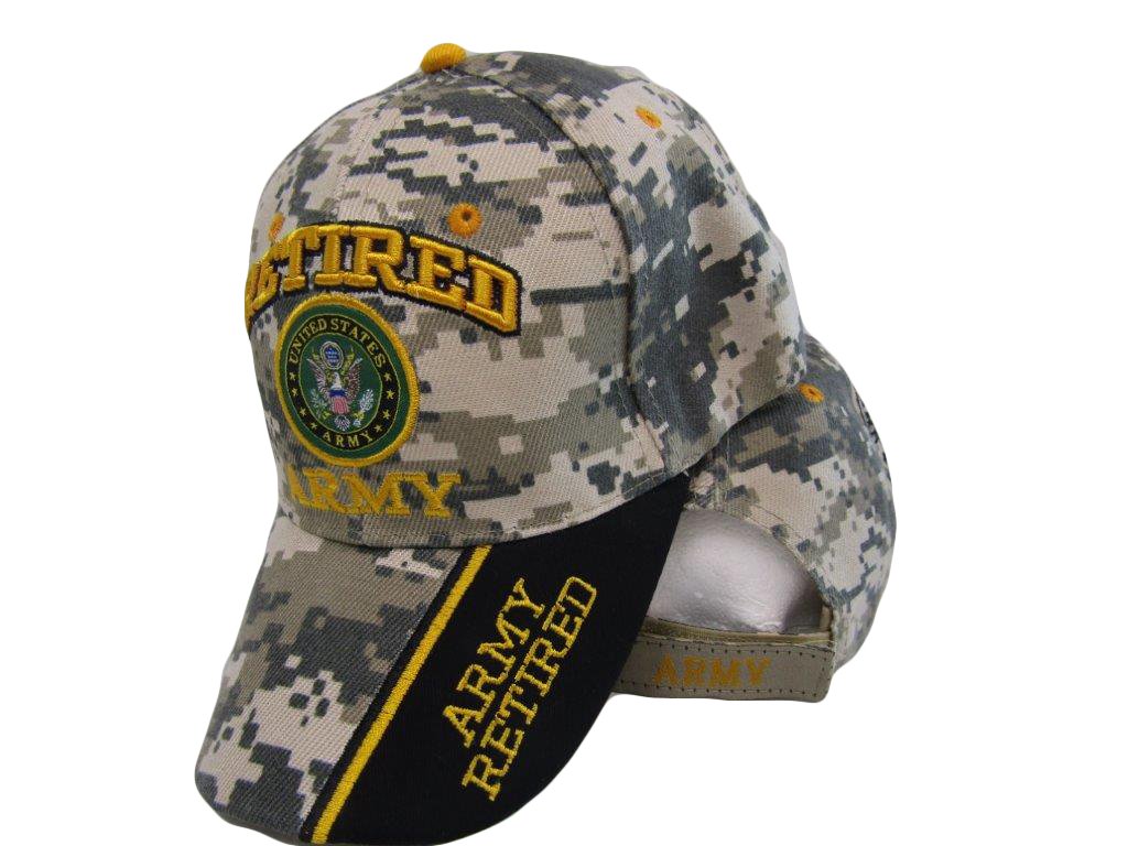 U.S. Army Retired Digital Camo Camouflage Shadow Black Embroidered Cap Hat