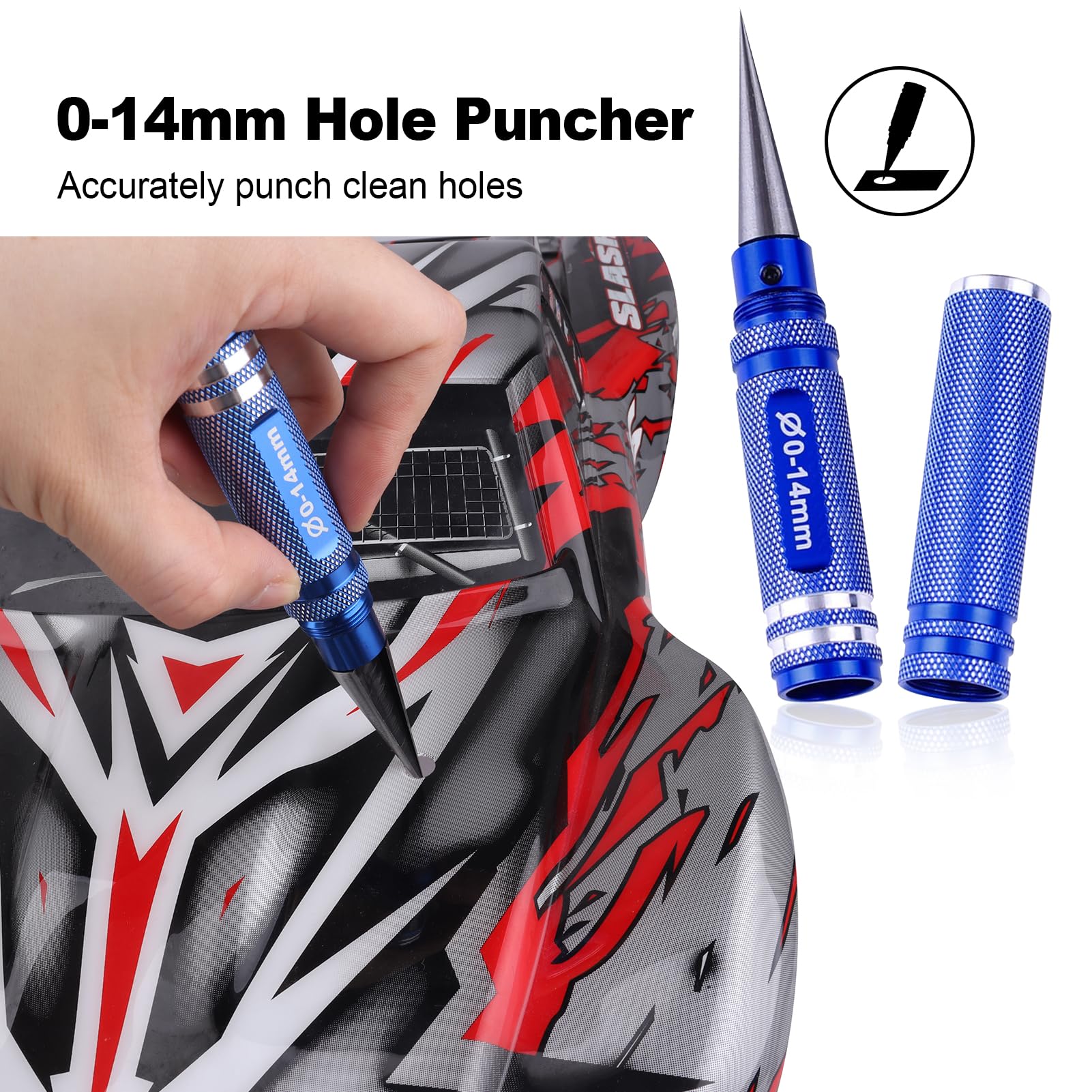 Hobbypark 3-Pack RC Body Reamer Hole Puncher and Curved Scissors & Straight Scissors Trimming Tools Set for RC Car Body Shell Lexan Plastic