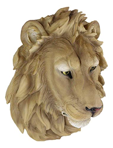 Ebros Gift Safari African Grassland Mufasa Lion Head Wall Decor Plaque 16" Tall Taxidermy Art Decor Sculpture Alpha Pride Lion King Wall Bust Plaque