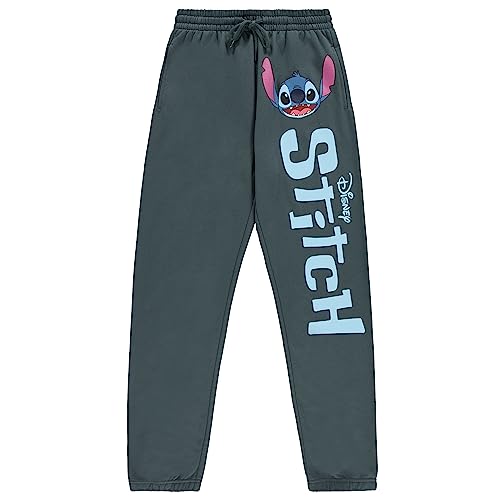 Disney Ladies Lilo and Stitch Joggers - Lilo and Stitch Varsity Athletic Jogger Sweatpants Lilo and Stitch Multi Print Sweatpants (Charcoal, Small)