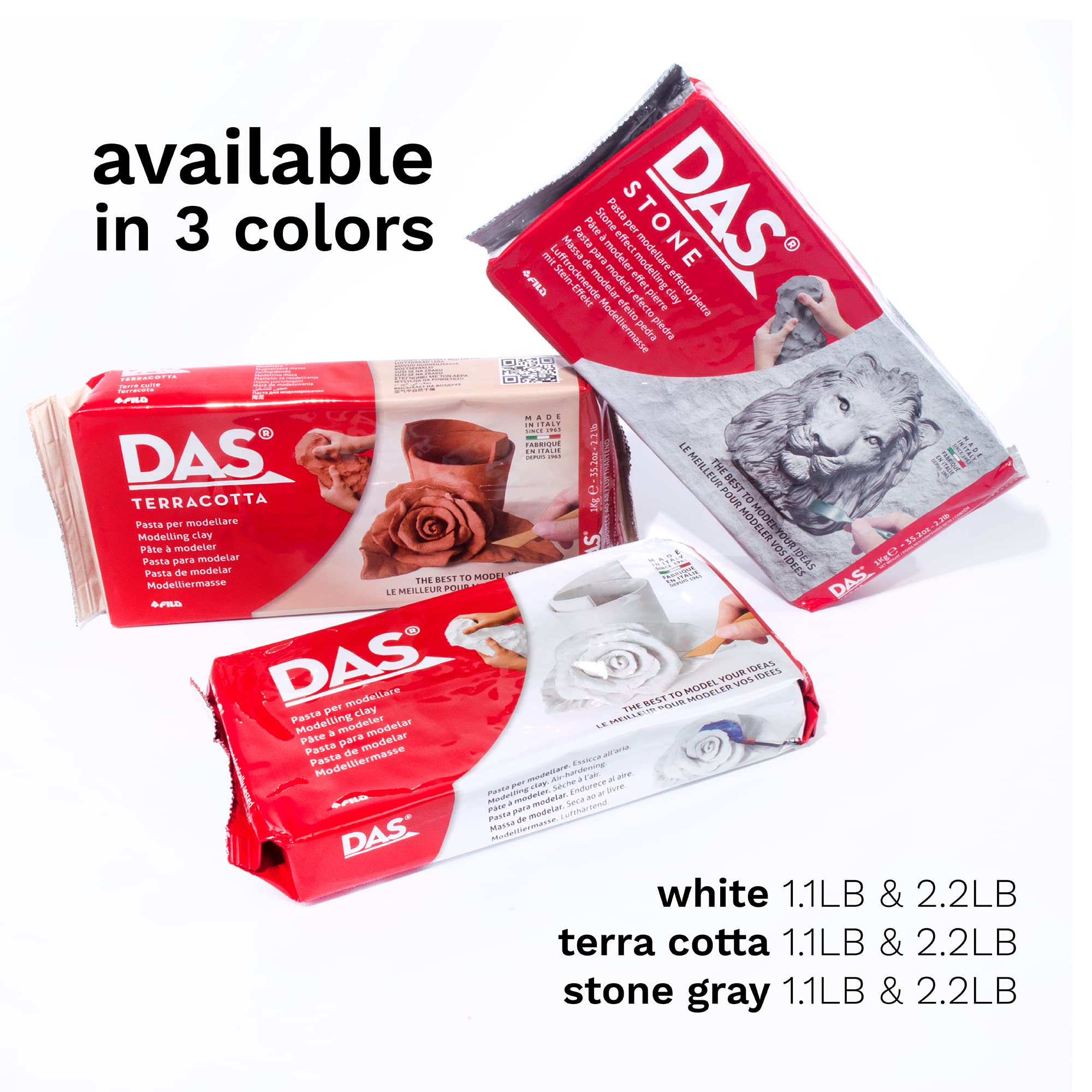 DAS Air-Hardening Modeling Clay - Terra Cotta Clay 1.1lb Block - Pliable Air Clay for Sculpting and Coating - Easy to Use Air Dry Modeling Clay - Molding Clay for Sculpting and More