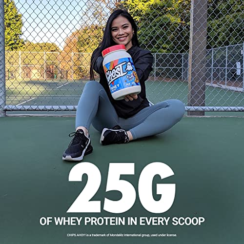 GHOST WHEY Protein Powder, Chips Ahoy! - 2lb, 25g of Protein - Whey Protein Blend - Post Workout Fitness & Nutrition Shakes, Smoothies, Baking & Cooking - Cookie Pieces Inside