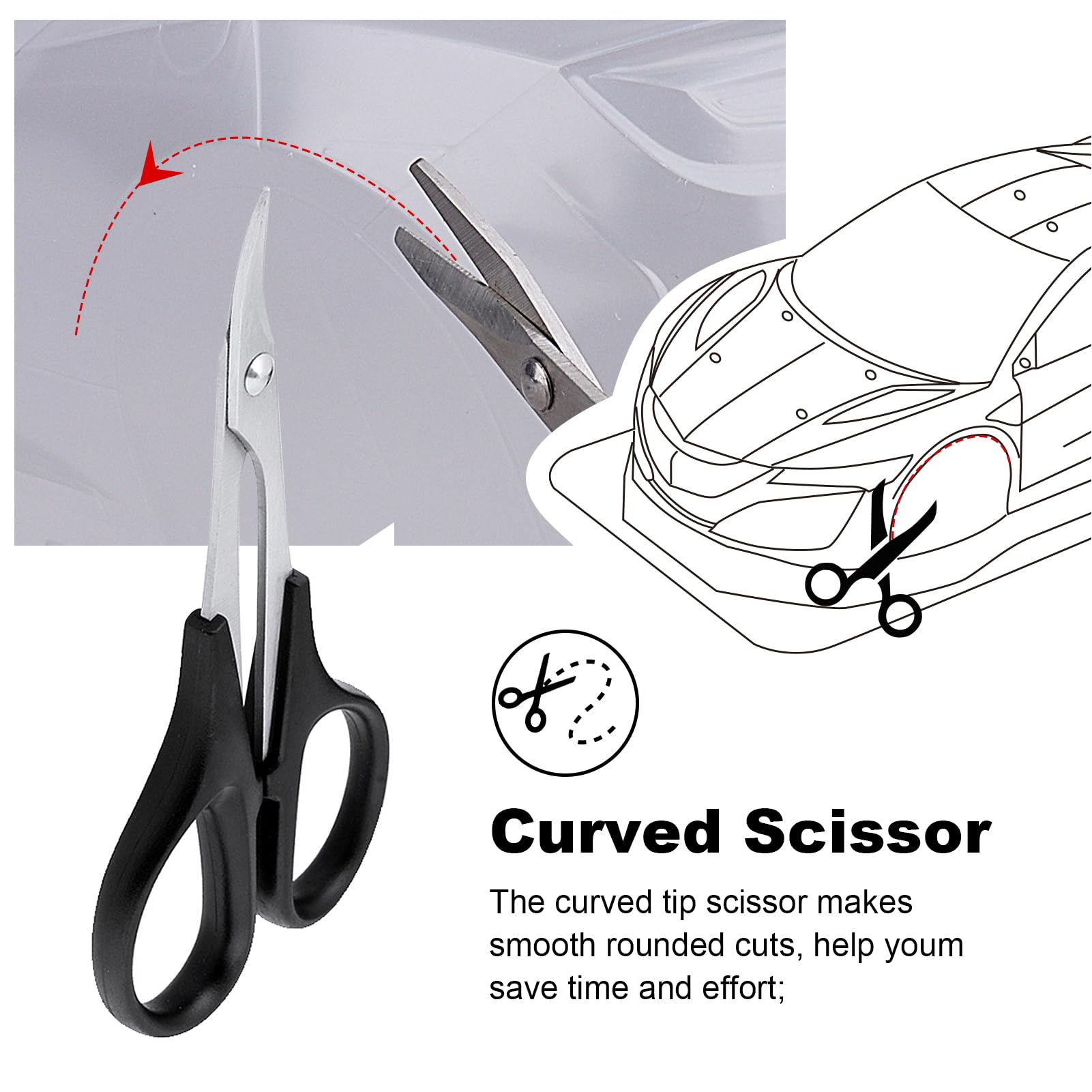 Hobbypark 3-Pack RC Body Reamer Hole Puncher and Curved Scissors & Straight Scissors Trimming Tools Set for RC Car Body Shell Lexan Plastic
