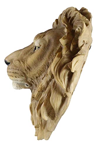 Ebros Gift Safari African Grassland Mufasa Lion Head Wall Decor Plaque 16" Tall Taxidermy Art Decor Sculpture Alpha Pride Lion King Wall Bust Plaque
