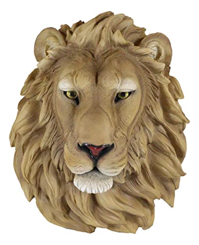 Ebros Gift Safari African Grassland Mufasa Lion Head Wall Decor Plaque 16" Tall Taxidermy Art Decor Sculpture Alpha Pride Lion King Wall Bust Plaque
