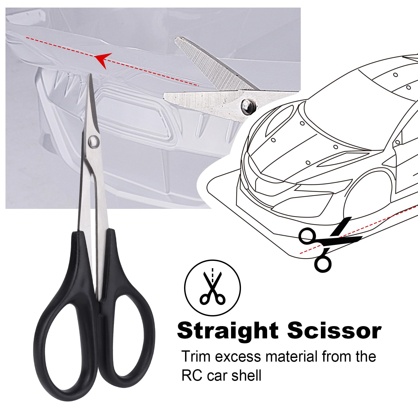 Hobbypark 3-Pack RC Body Reamer Hole Puncher and Curved Scissors & Straight Scissors Trimming Tools Set for RC Car Body Shell Lexan Plastic