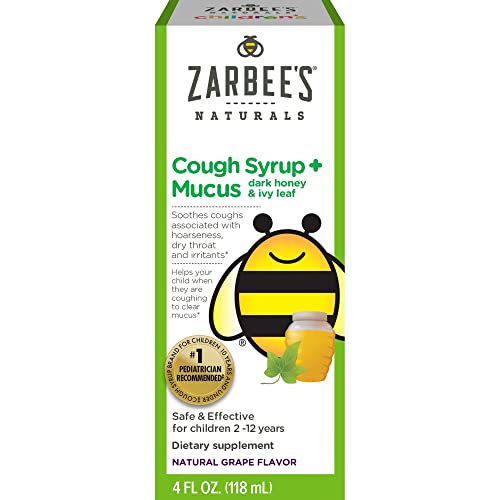 Zarbee's Natural Children's Cough Syrup + Mucus With Dark Honey Natural Grape Flavor- 4oz, Pack of 3