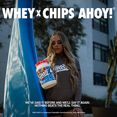 GHOST WHEY Protein Powder, Chips Ahoy! - 2lb, 25g of Protein - Whey Protein Blend - Post Workout Fitness & Nutrition Shakes, Smoothies, Baking & Cooking - Cookie Pieces Inside