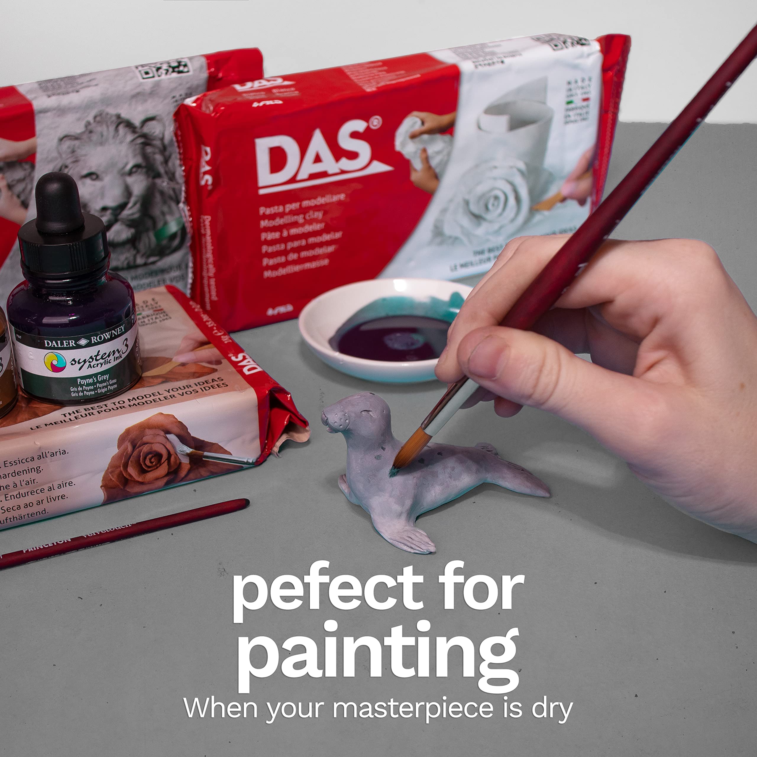 DAS Air-Hardening Modeling Clay - Terra Cotta Clay 1.1lb Block - Pliable Air Clay for Sculpting and Coating - Easy to Use Air Dry Modeling Clay - Molding Clay for Sculpting and More